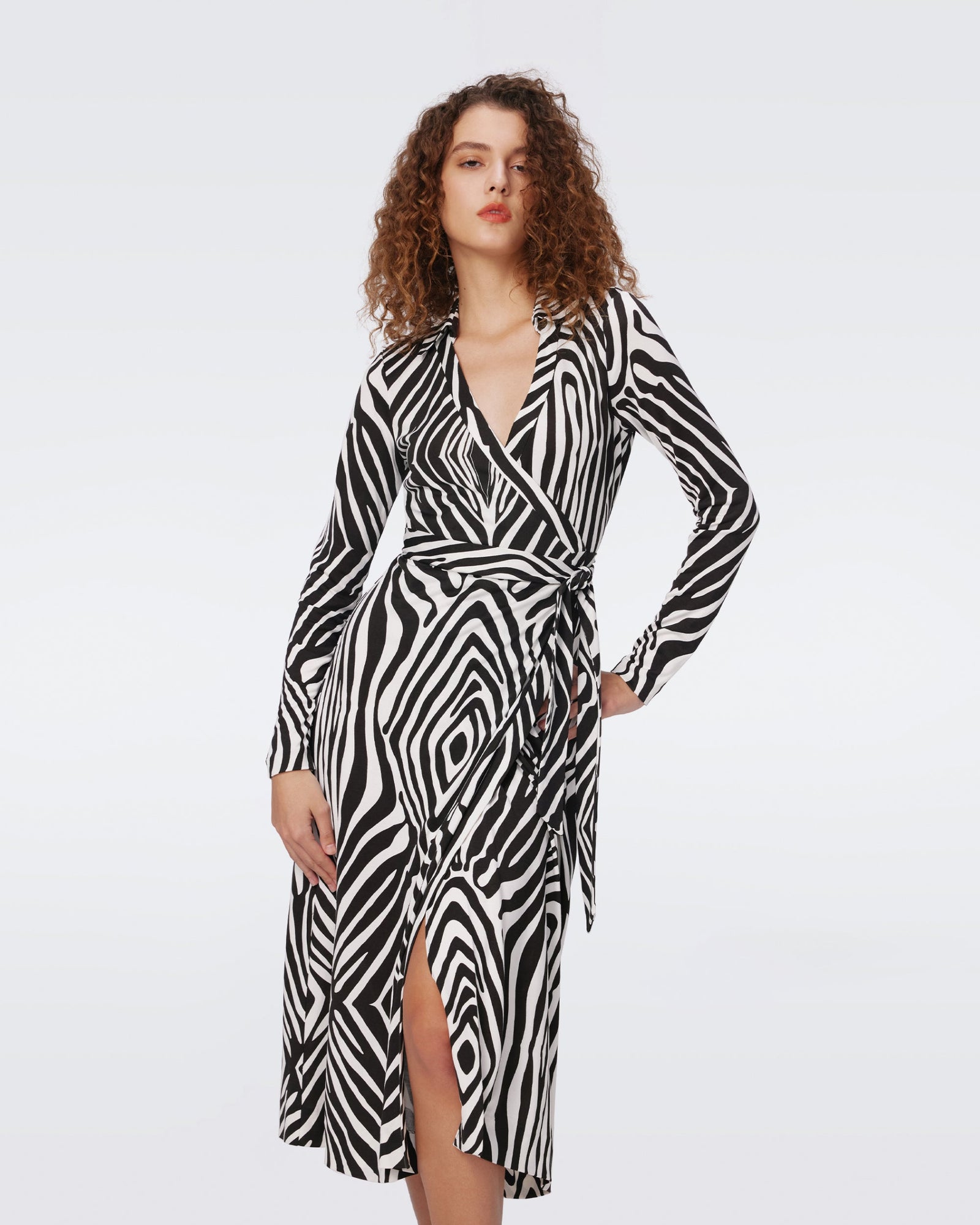 Abigail Silk Jersey Long Sleeve Midi Wrap Dress – Diane von Furstenberg HongKong